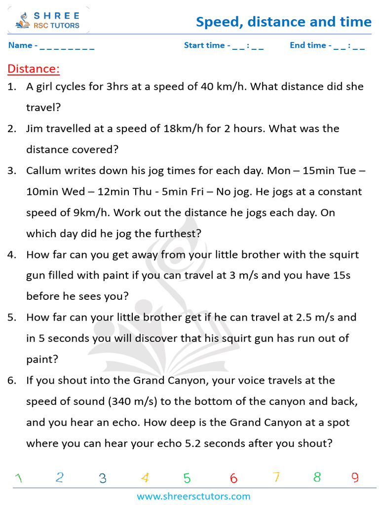 Speed, Distance, and Time Exercises | PDF