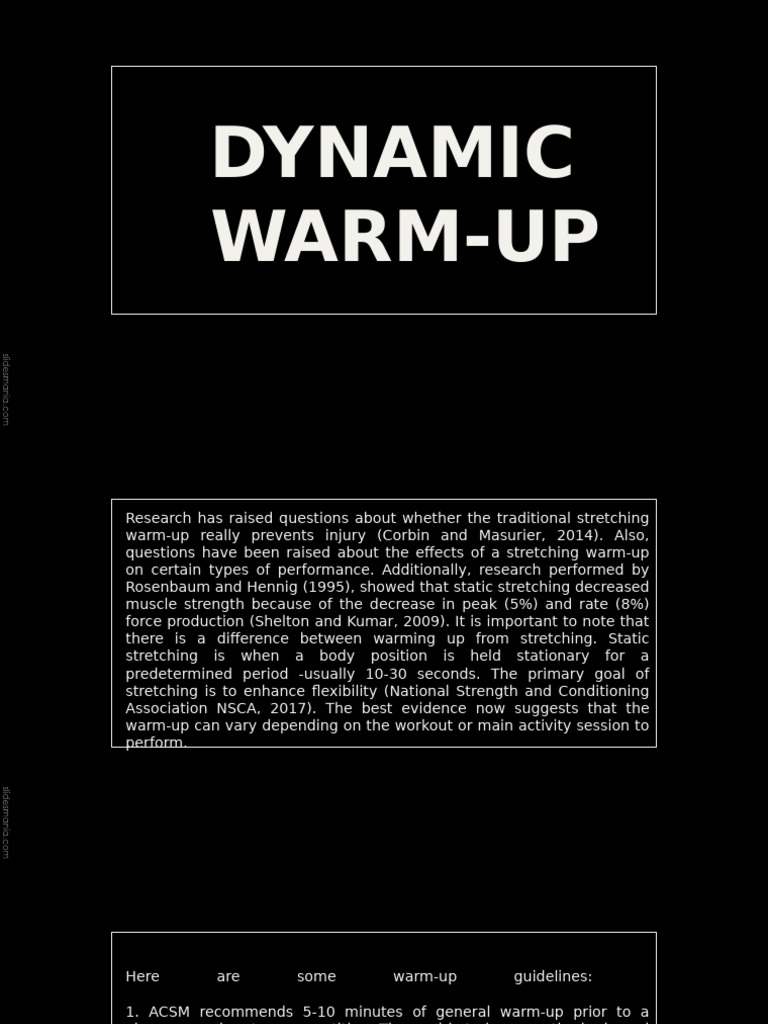 Dynamic Warm-Up Techniques for Injury Prevention | PDF | Flexibility ...