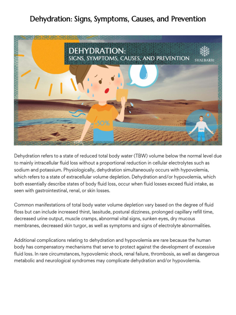 Understanding Dehydration: Causes & Symptoms | PDF | Dehydration ...