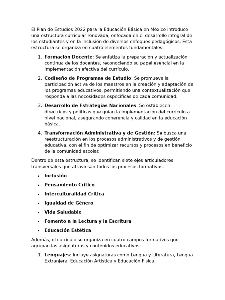 El Plan de Estudios 2022 para la Educación Básica en México introduce ...