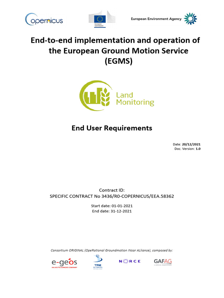 EGMS End User Requirements Document | PDF | Metadata | Image Resolution
