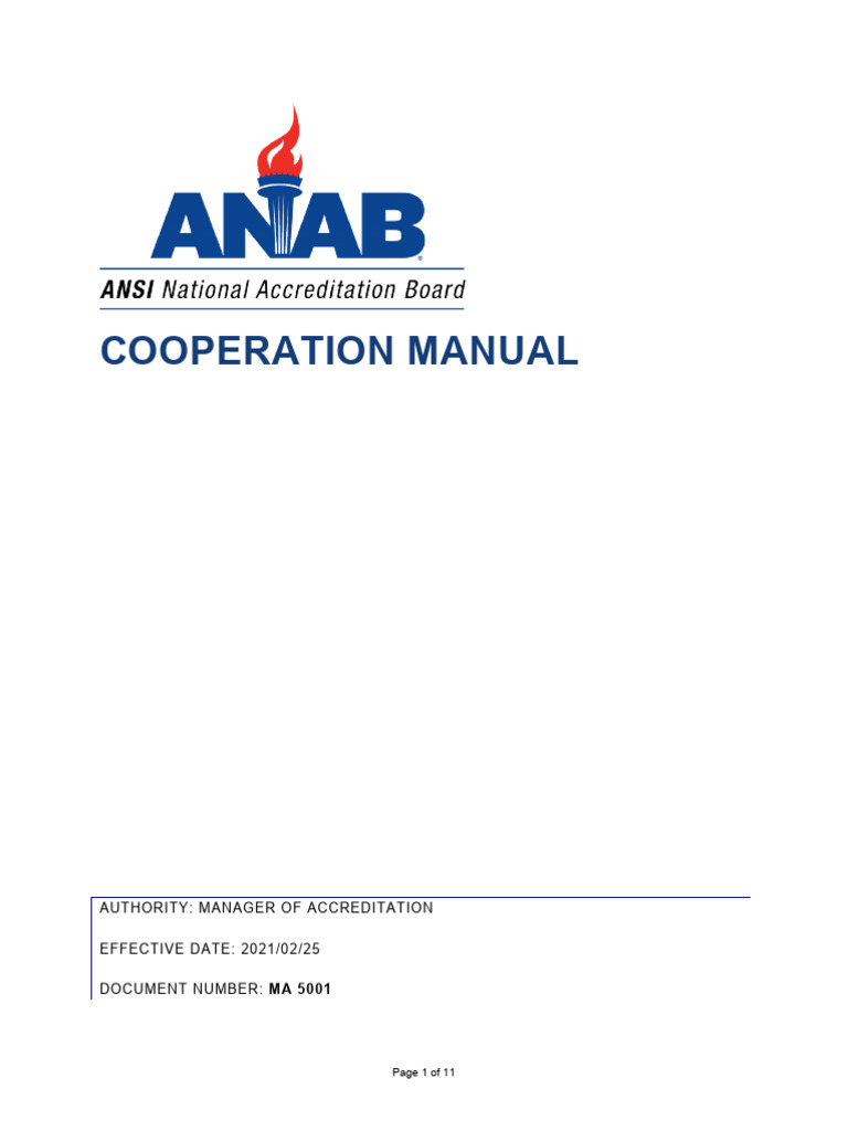 ANAB Cooperation Manual Overview | PDF
