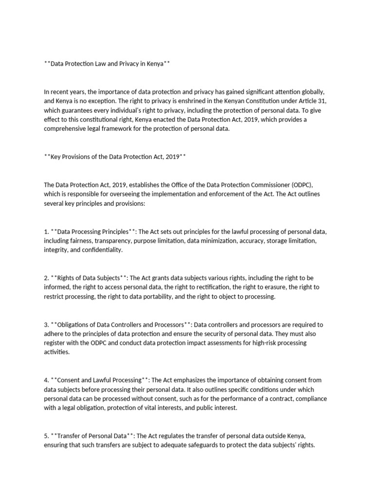 Data Protection Law and Privacy in Kenya | PDF | Social Ethics | Justice