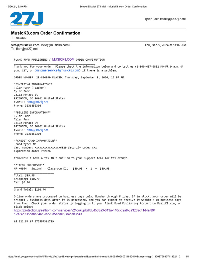 Order Confirmation | PDF