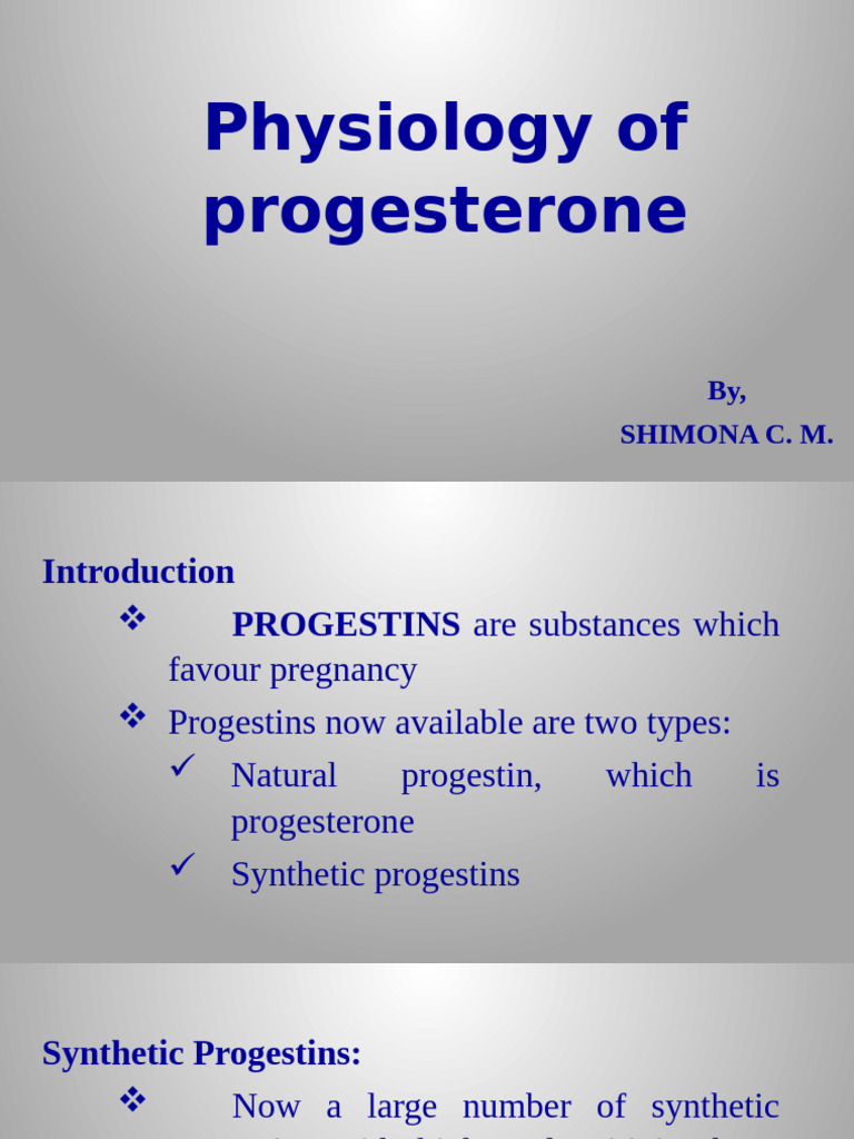 Physiology of Progesterone | PDF | Menstrual Cycle | Progesterone