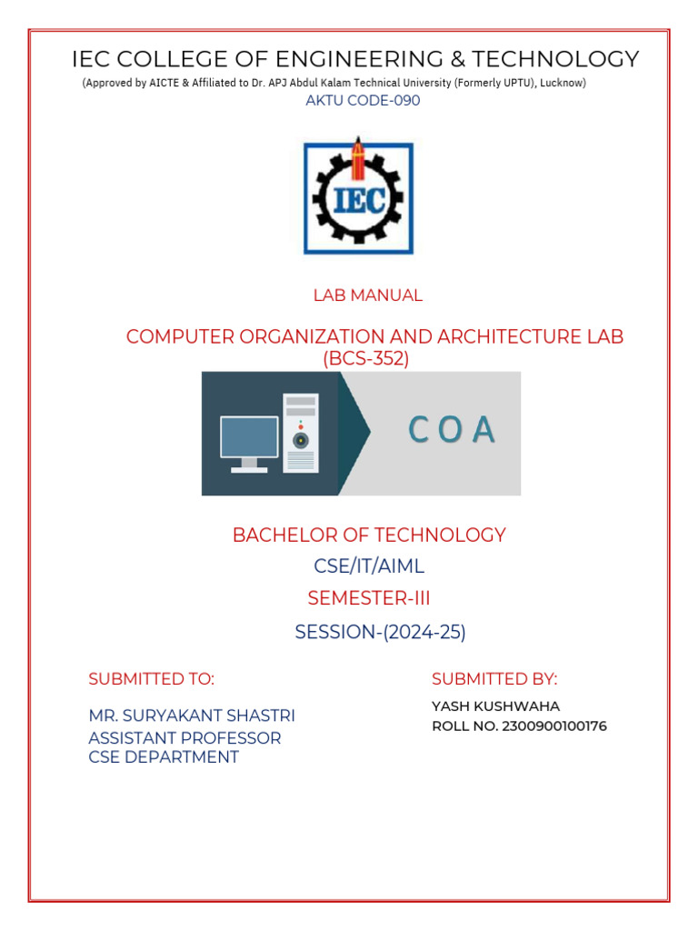 CSE Computer Organization Lab Manual | PDF