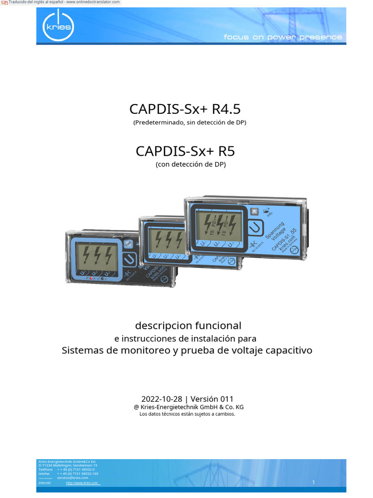 2022-10-28 Manual (English) CAPDIS R4.5 R5 011.en - Es | PDF | Relé ...