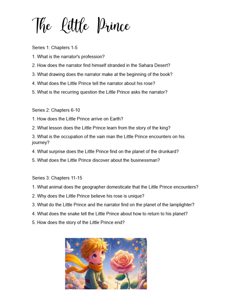 "The Little Prince: Chapter Summaries 1-15" | PDF