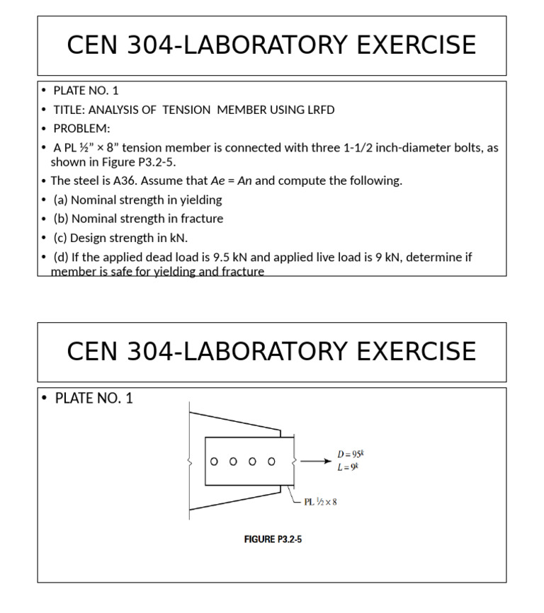 Cen 304 Plate No 1 - 2nd Sem 2023-24-Analysis of Tension Member - LRFD ...