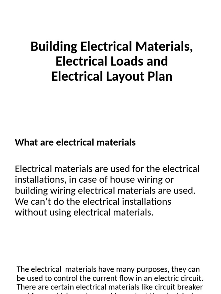 Essential Electrical Materials Guide | PDF | Electrical Wiring ...