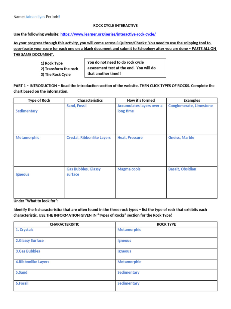 Rock Cycle Interactive 2019 | PDF | Rock (Geology) | Igneous Rock