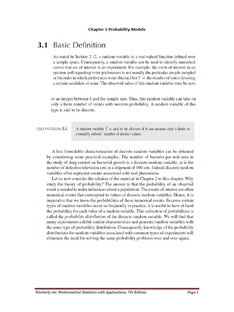Chapter 1 Probability Models Finalized Students 2 | PDF