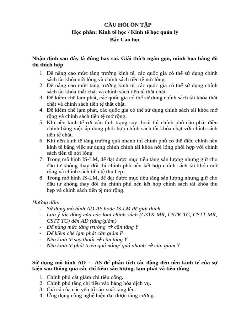 Cau Hoi On Tap | PDF