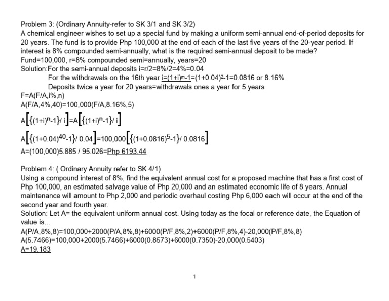 Problems 3 and 4 Ordinary Annuity | PDF