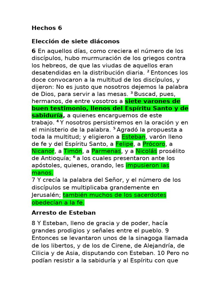 Hechos 6 Elección de Siete Diáconos 6 | PDF | Abrahán | Moisés