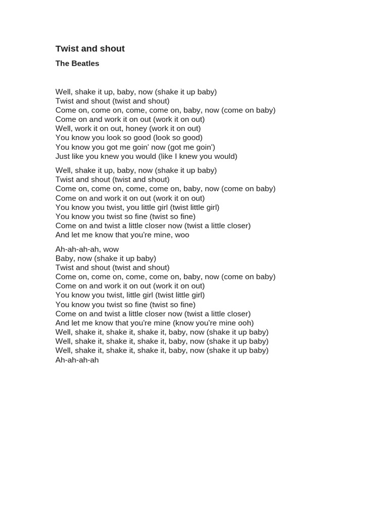 Twist and Shout - Beatles | PDF