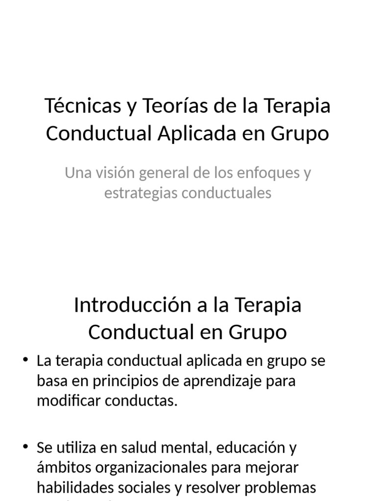 Terapia Conductual en Grupo: Estrategias y Teorías | PDF