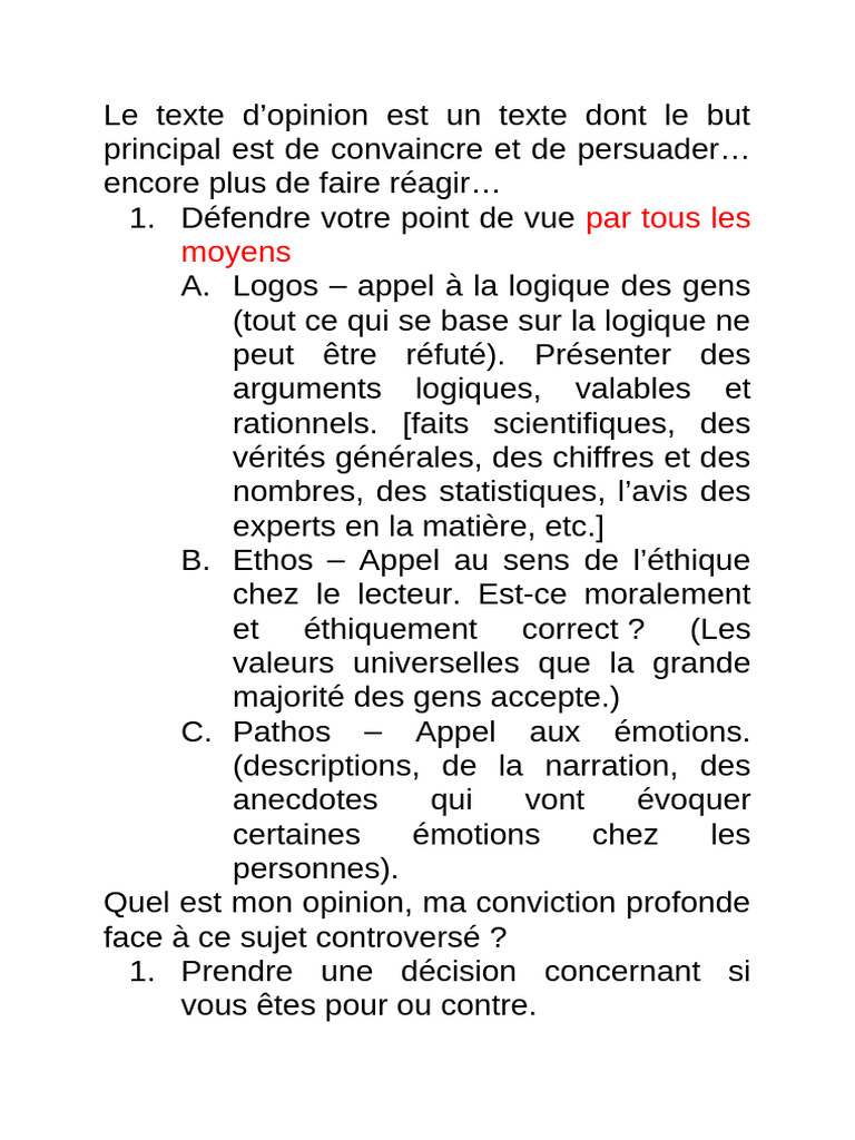 Le Texte D'opinion - Structure Et Plan | PDF | Publicité | Vaccination