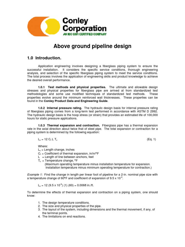 Above Ground Pipeline Design | PDF | Thermal Expansion | Pipe (Fluid ...