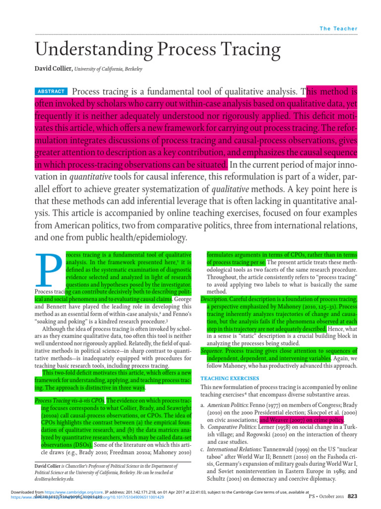 Collier - Process Traicing | PDF | Hypothesis | The Adventure Of Silver Blaze