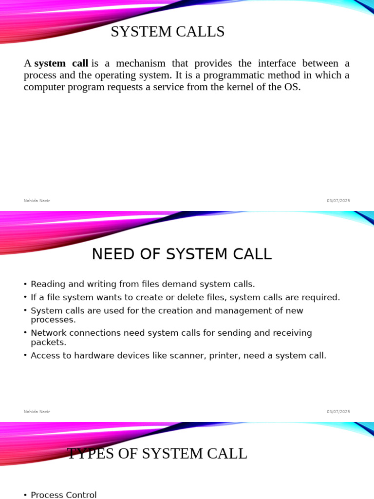 Systemcalls and Process | PDF | Scheduling (Computing) | Process (Computing)