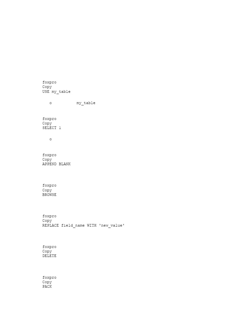 FoxPro Commands | PDF