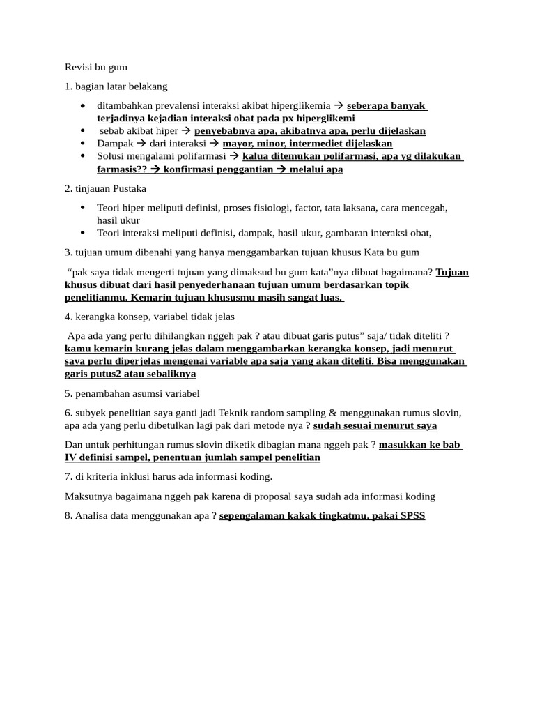 Catatan, Pertanyaan Dan Revisi Bu Gum Dan Jawaban | PDF