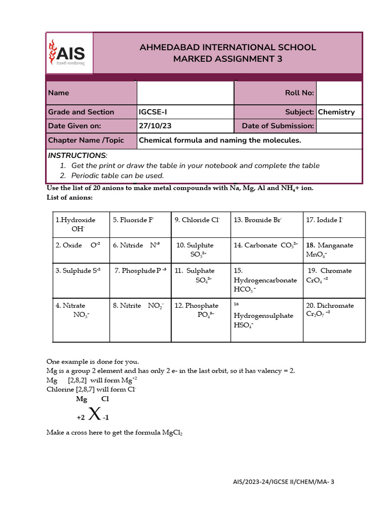 Chem Formula Practice | PDF | Hydroxide | Chloride