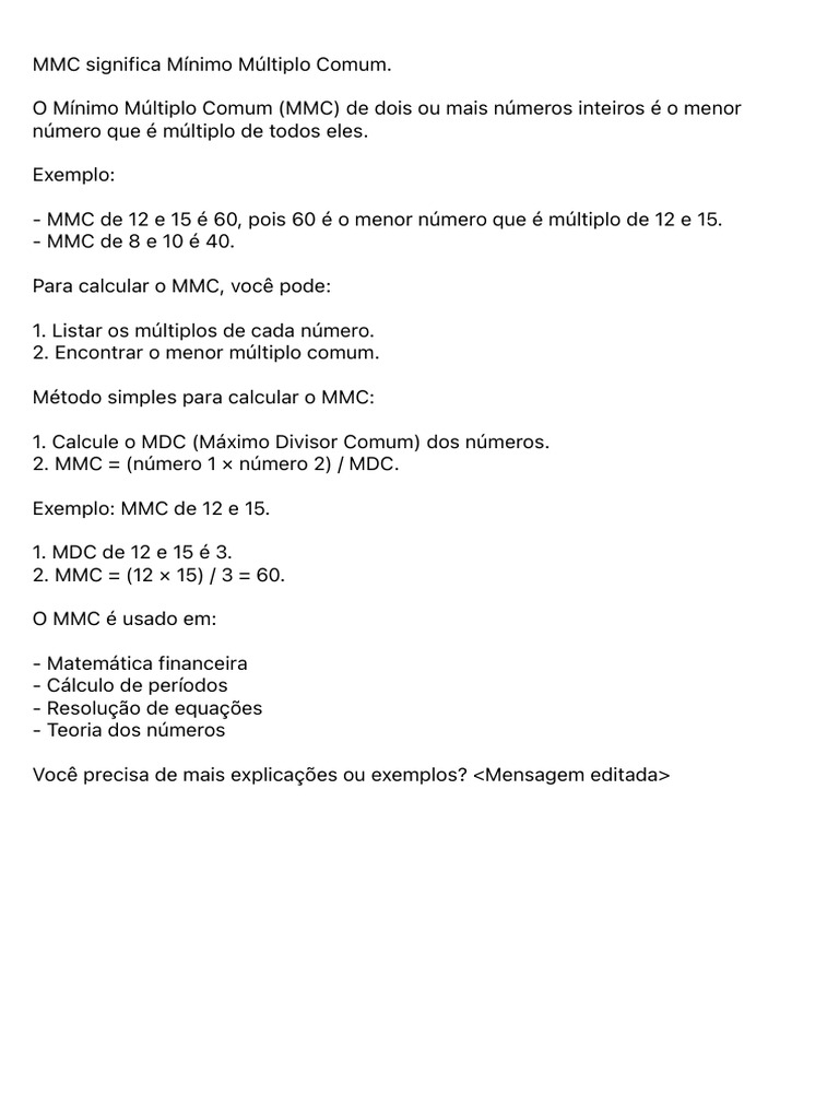 Cálculo do MMC e MDC de Números | PDF