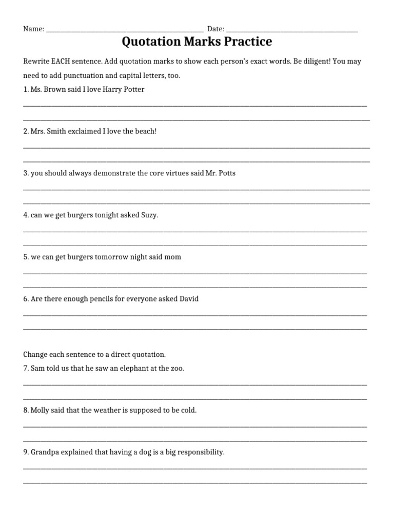 QuotationMarksPractice-1 | PDF