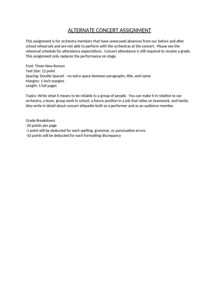 Alternate Concert Assignment 2 | PDF
