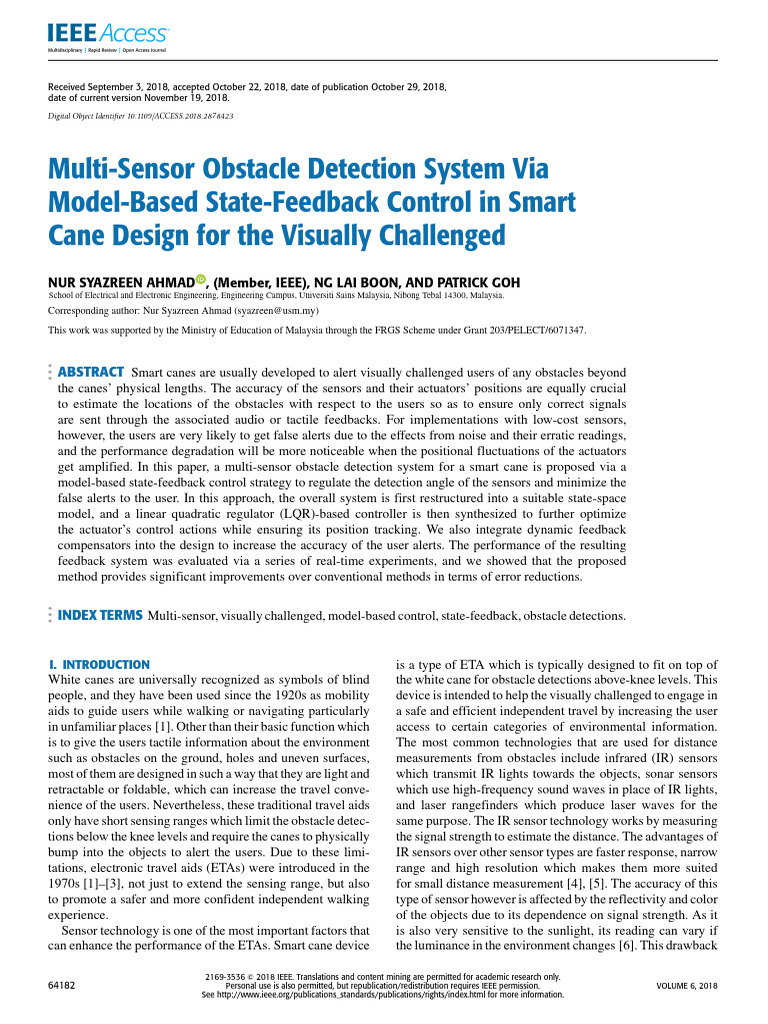 Multi-Sensor Obstacle Detection System Via Model-Based State-Feedback ...