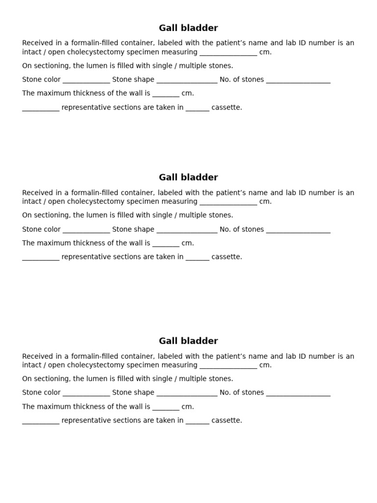 Gall Bladder Template | PDF | Kidney | Gallbladder