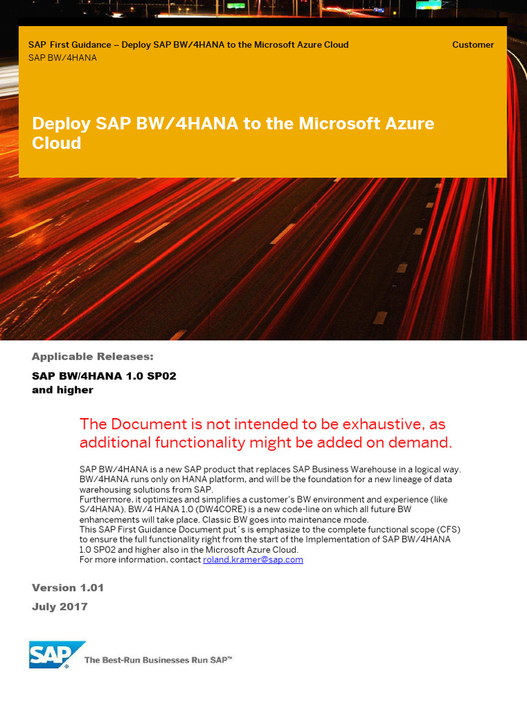 SAP First Guidance Deploy SAP BW 4HANA T | PDF | Virtual Machine ...