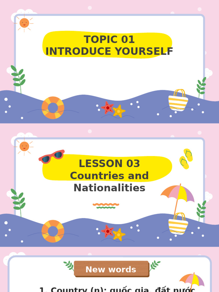 INTRODUCE YOURSELF - LESSON 03 - Country and Nationality | PDF
