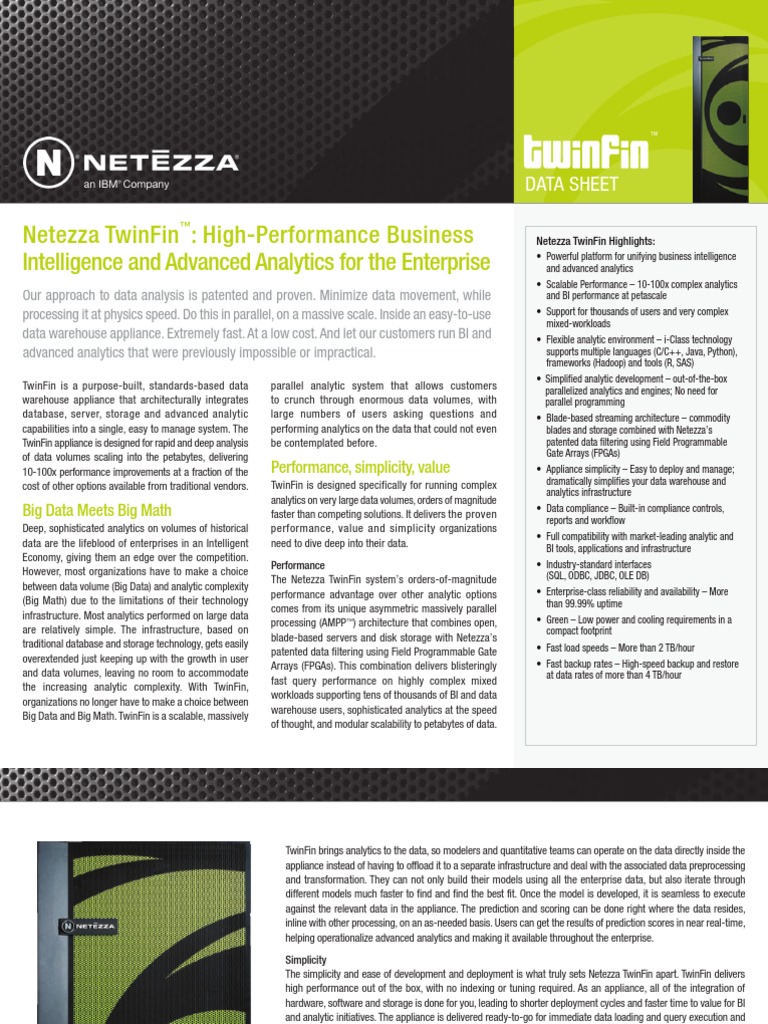 Ibm Netezza Twinfin Data Sheet | PDF | Data | Computer Architecture