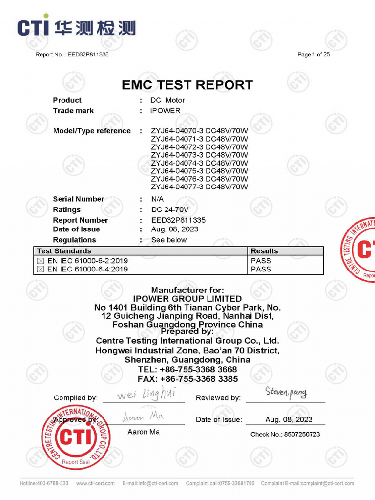Ipower Emc Test Report | PDF