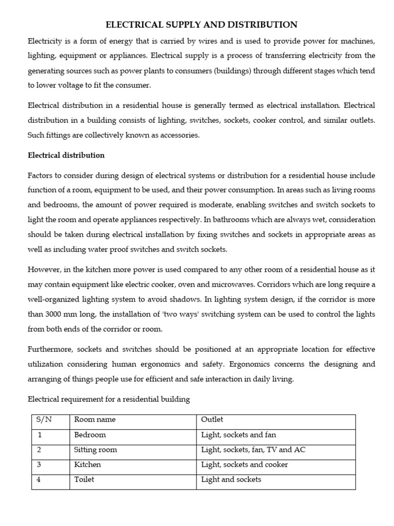 Electrical Supply and Distribution Guide | PDF | Electric Power ...
