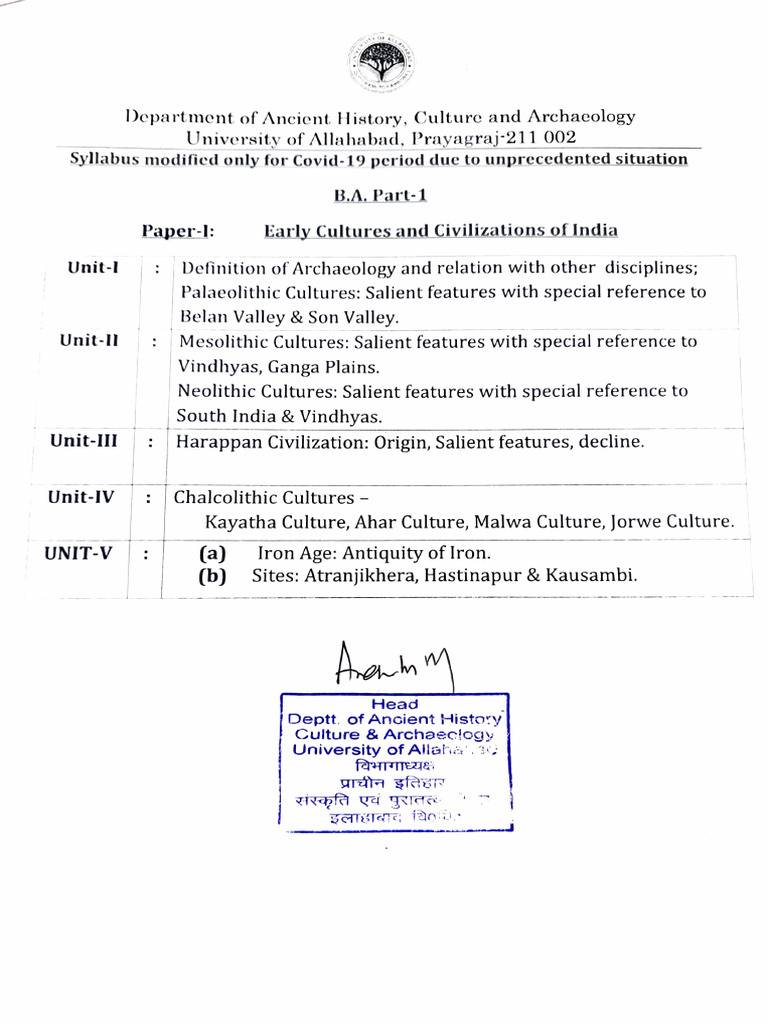 Allahabad University BA Ancient History Syllabus | PDF