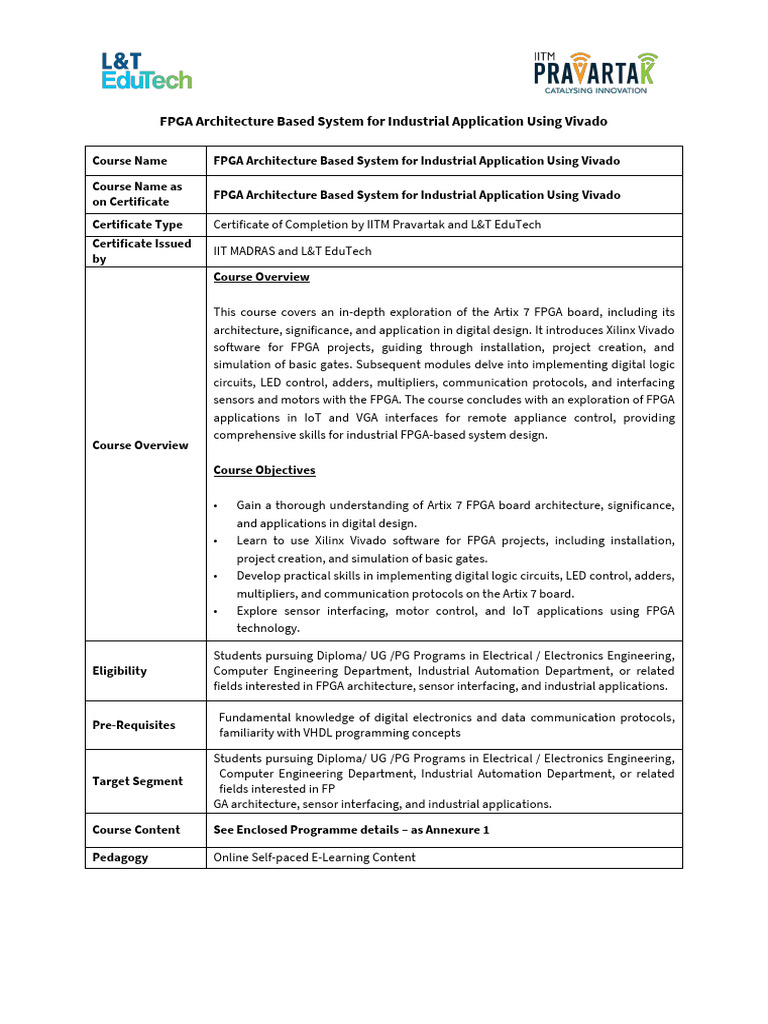 FPGA Architecture Based System For Industrial Application Using Vivado | PDF | Field ...