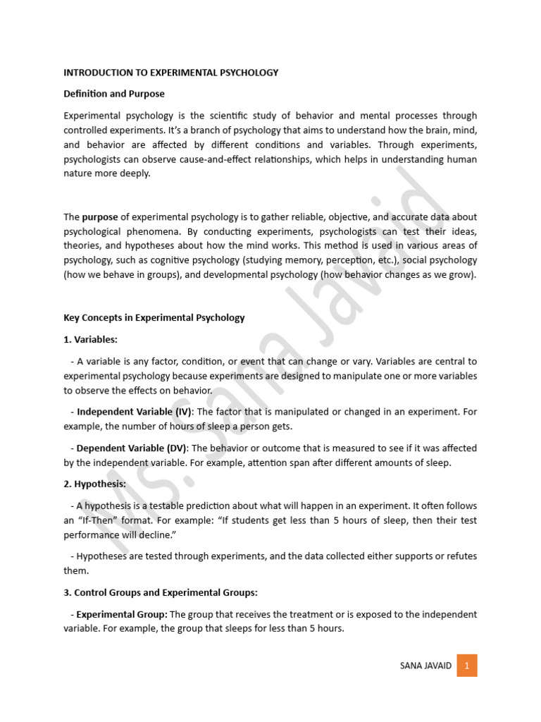 Intro to Experimental Psychology | PDF | Experiment | Psychology