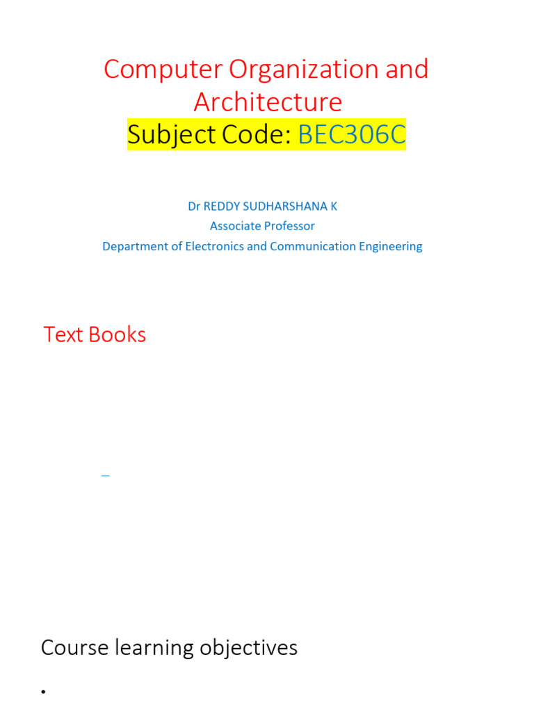 COA-Mod1 | PDF | Computer Data Storage | Central Processing Unit