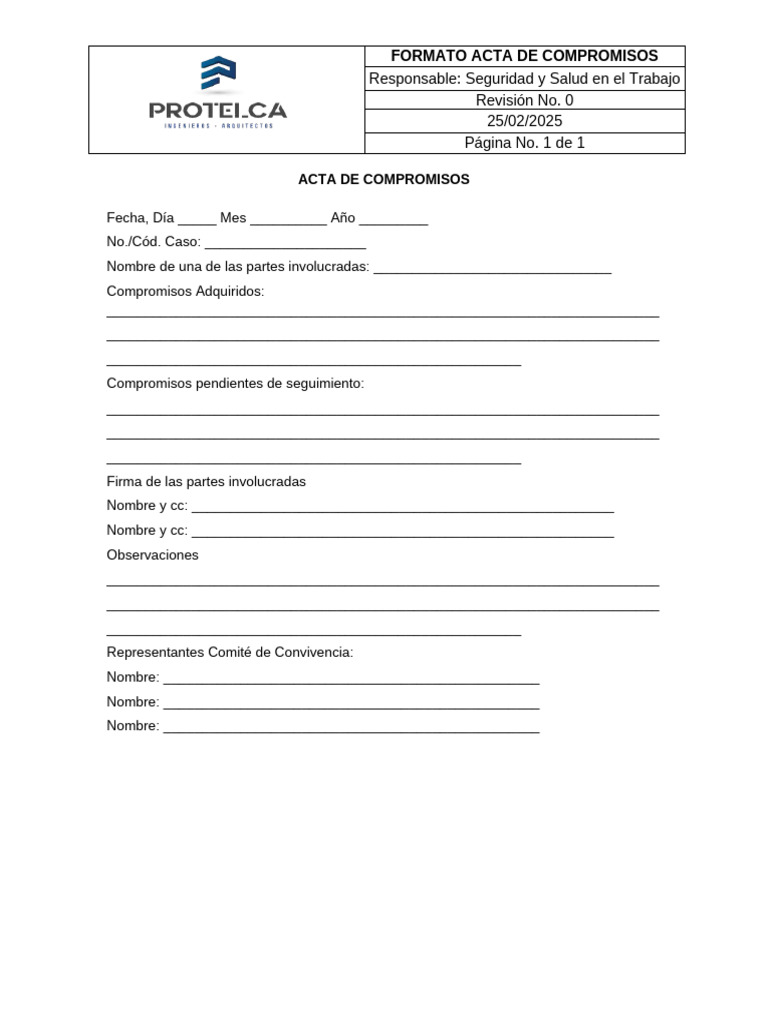Acta de Compromisos Laborales | PDF
