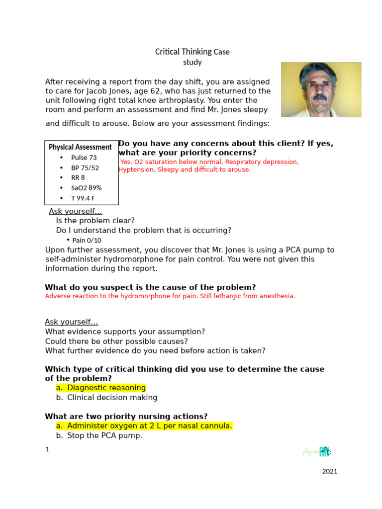 Critical thinking case study | PDF | Opioid | Critical Thinking