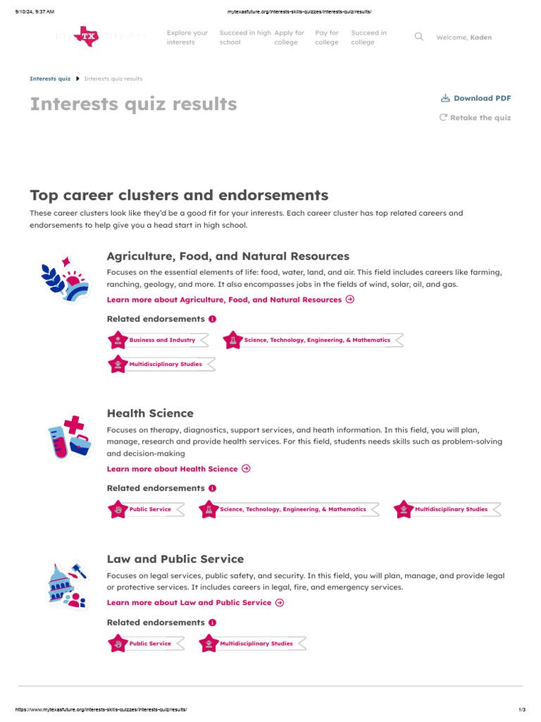 Texas Career Clusters for Students | PDF | Salary