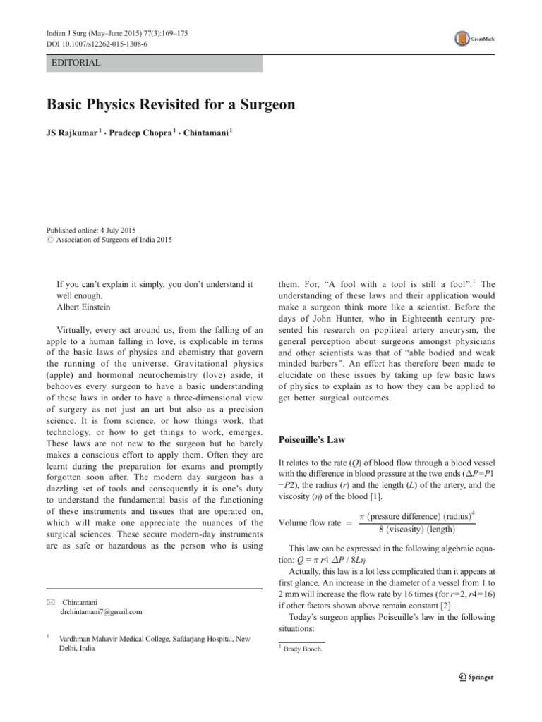 physics and surgery | PDF | Vein | Blood Vessel