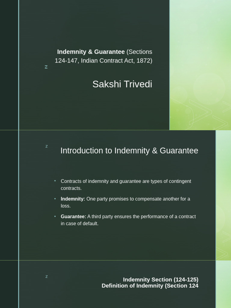 Contract Ppt | PDF | Guarantee | Indemnity