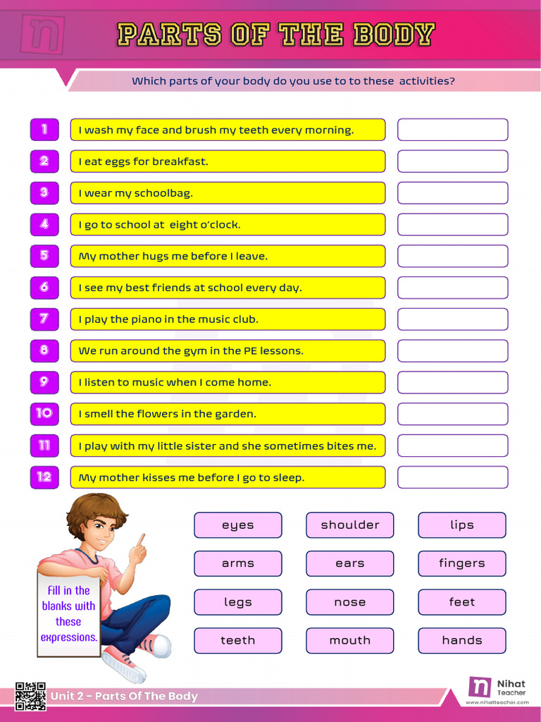 Unit 2 Worksheet 2 Body Parts | PDF