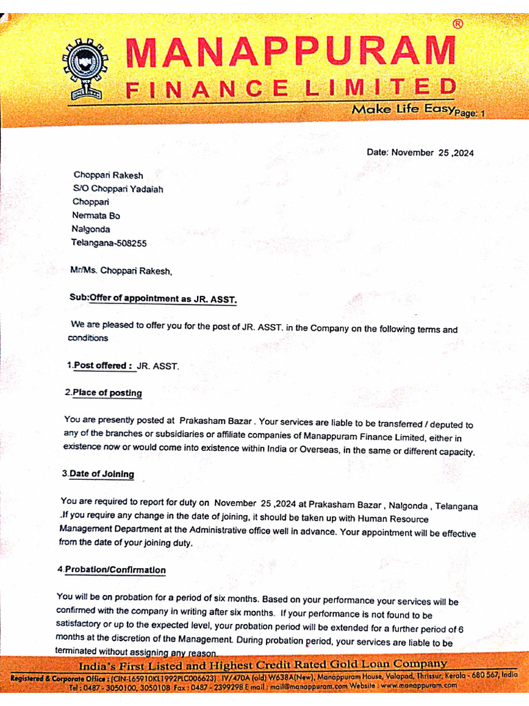 Offer Letter | PDF
