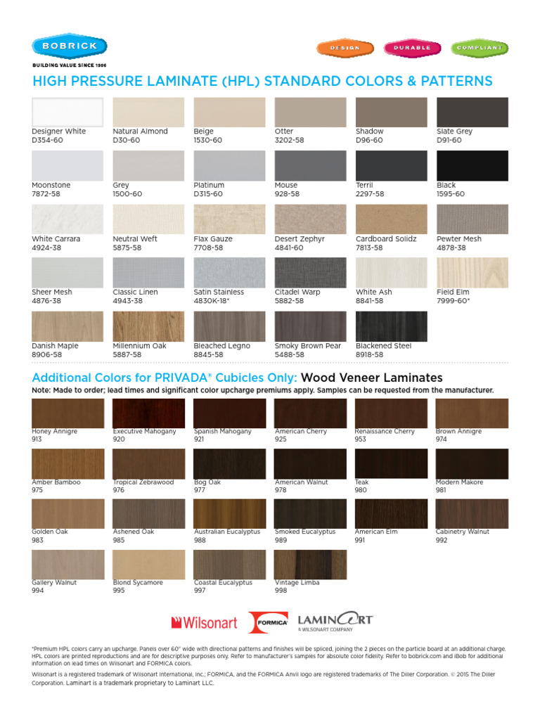 Bobrick HPL Color Guide | PDF